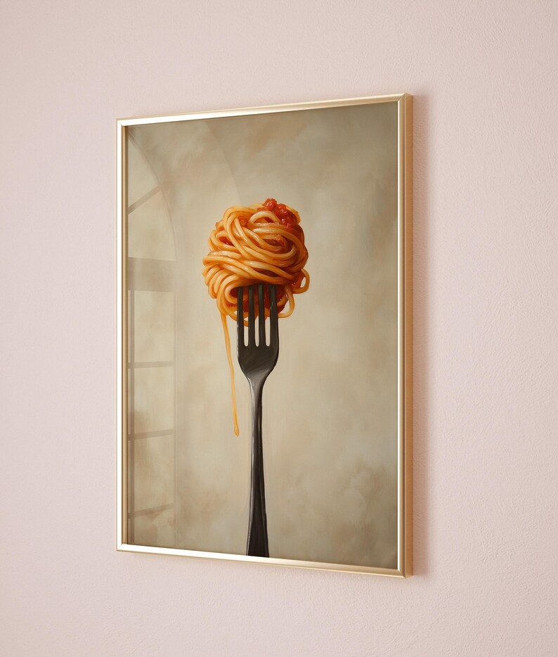 Pasta Fork Poster, Kitchen Art Print, Stylish Wall Decor, Modern ...