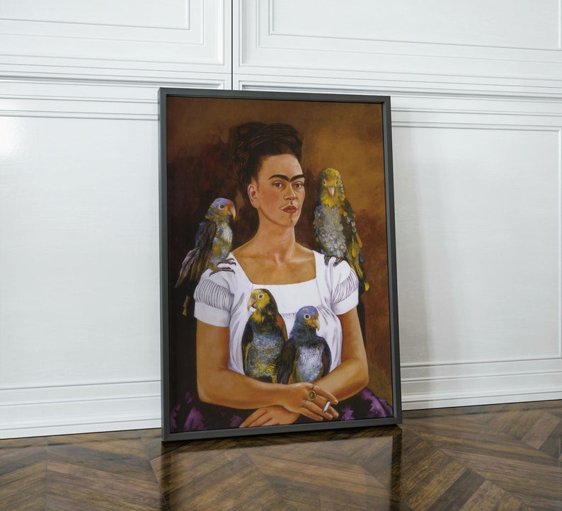 Self Portrait With Parrot by Frida Kahlo Print, Frida Kahlo Exhibition ...