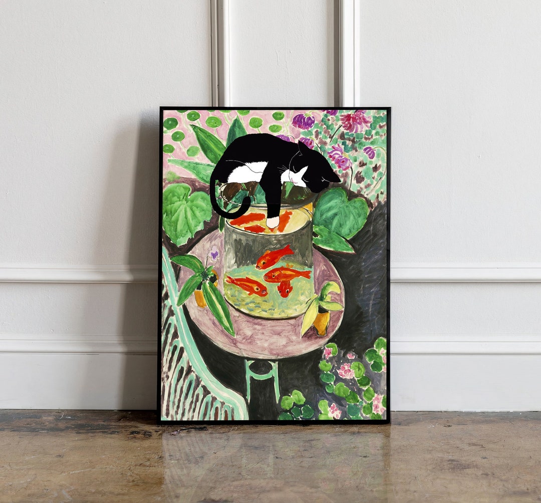 Henri Matisse Gold Fish With Black Cat Poster, Henri Matisse Wall Art ...
