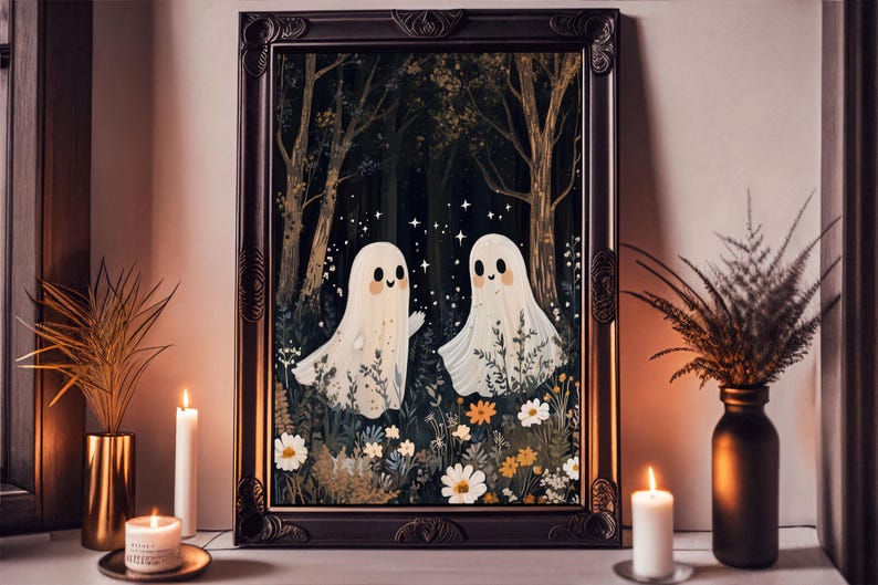 Two Ghosts in the Field, Vintage Poster, Art Poster Print, Dark ...