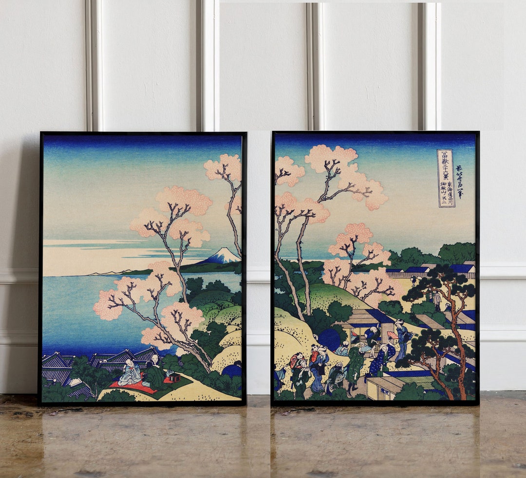 SET OF 2 Katsushika Hokusai Posters, Shinagawa on the Tokaido Poster ...