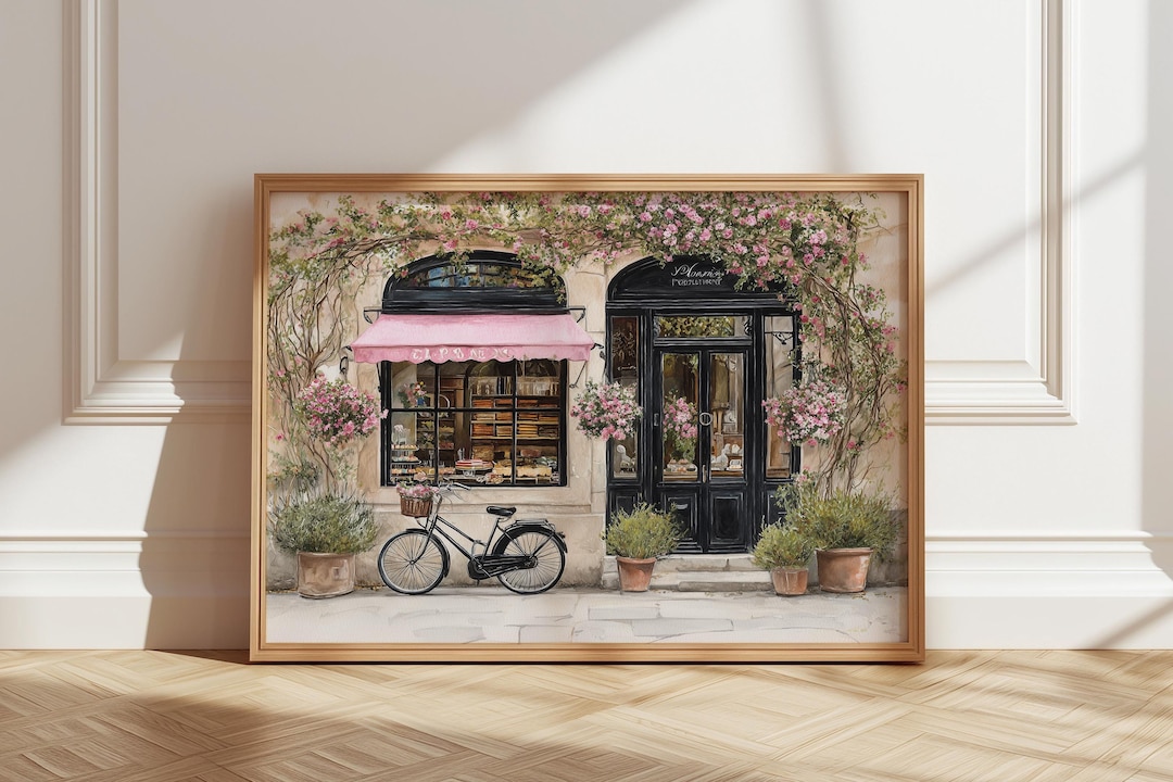 French Cafe Watercolor, Paris Cityscape Watercolor Art Print, French ...