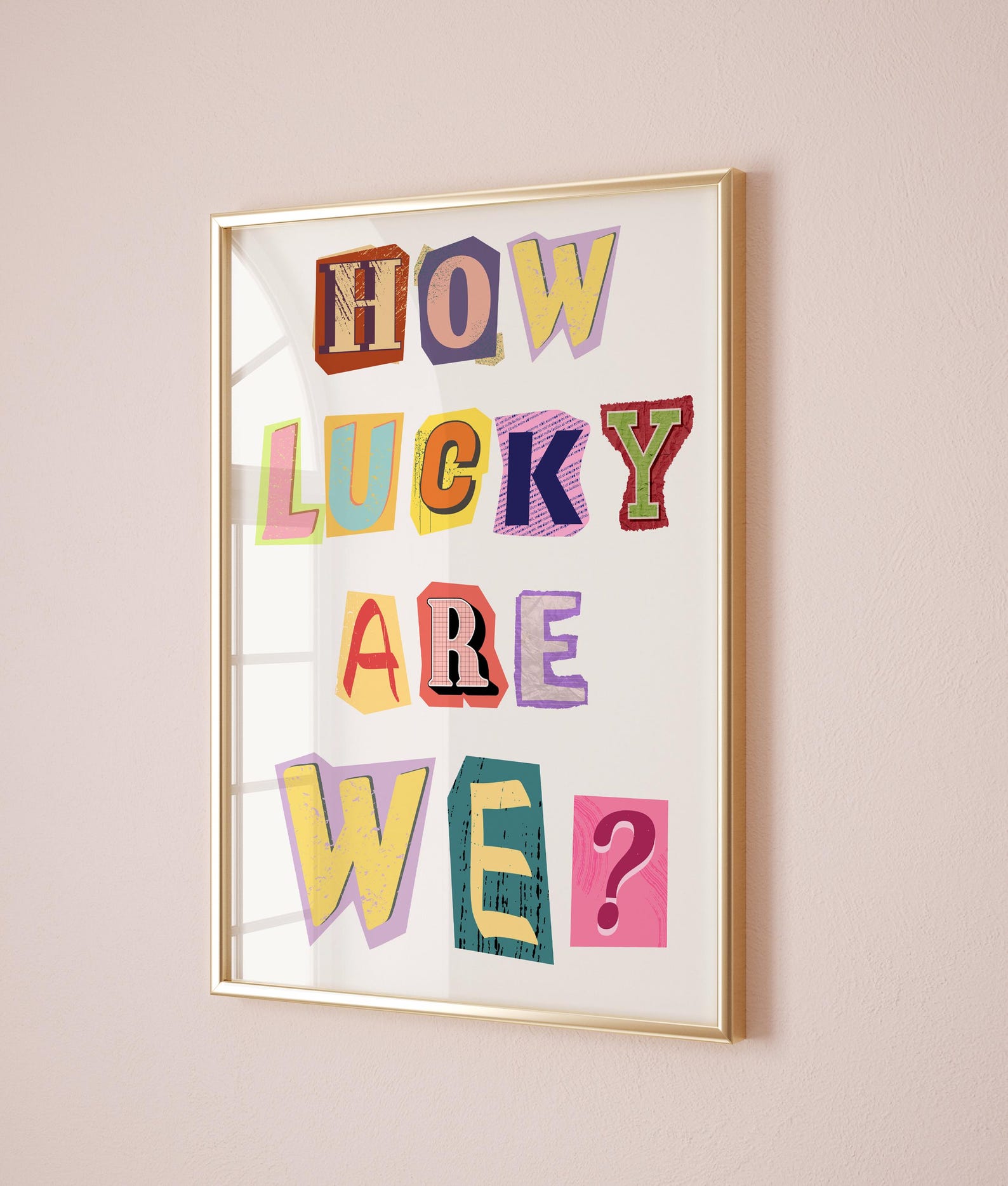How Lucky Are We Print, Girls Dorm Room Decor, Symbols Made With ...