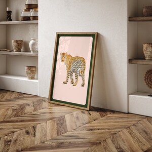 Cheetah Retro Vintage Print, Cheetah Poster, Bold Green and Pink ...
