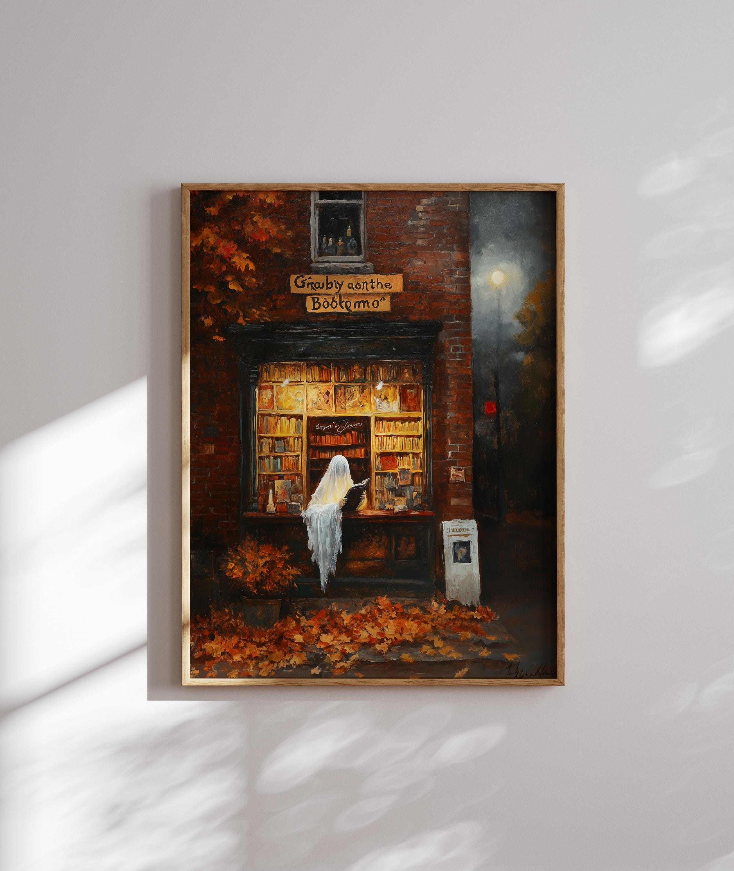 Ghost Reading Book Print, Vintage Art Poster, Dark Academia, Haunting ...
