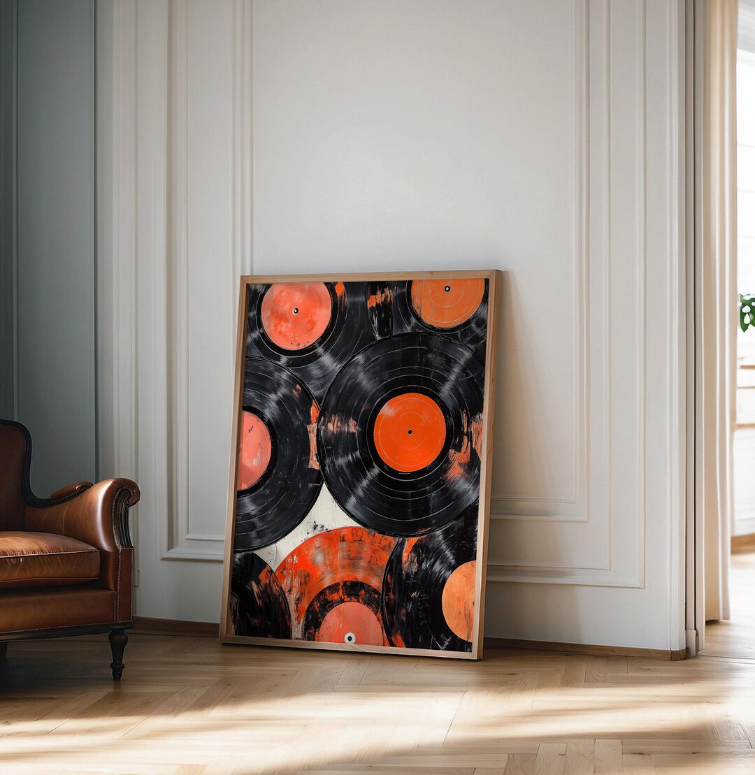 Vintage Vinyl Records Wall Art Print, Retro Music Lover Decor, Unique ...