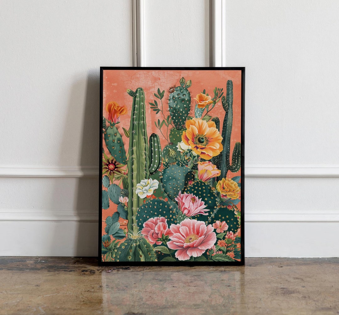 Vintage Mexican Desert Art Print, Cactus Poster Print, Trendy Western ...