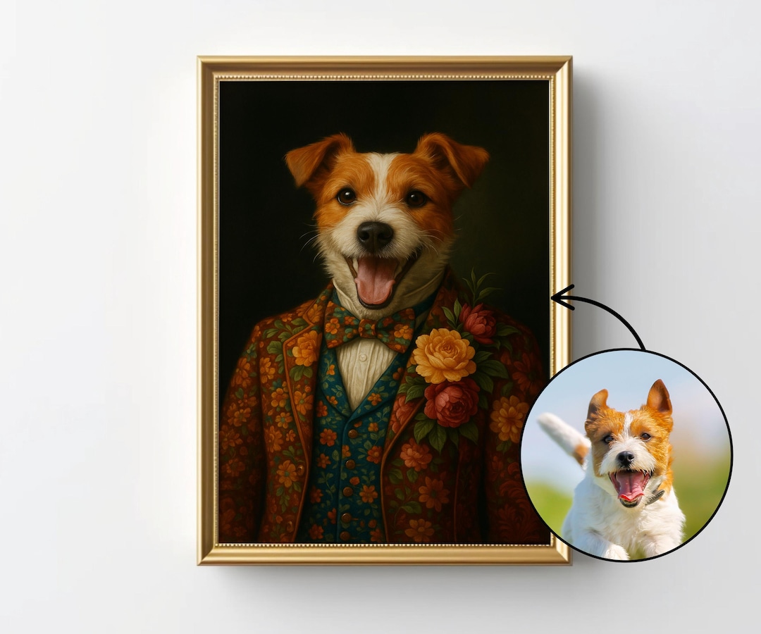 Custom Pet Portrait Oil Painting Style, Personalized Dog Cat Poster ...