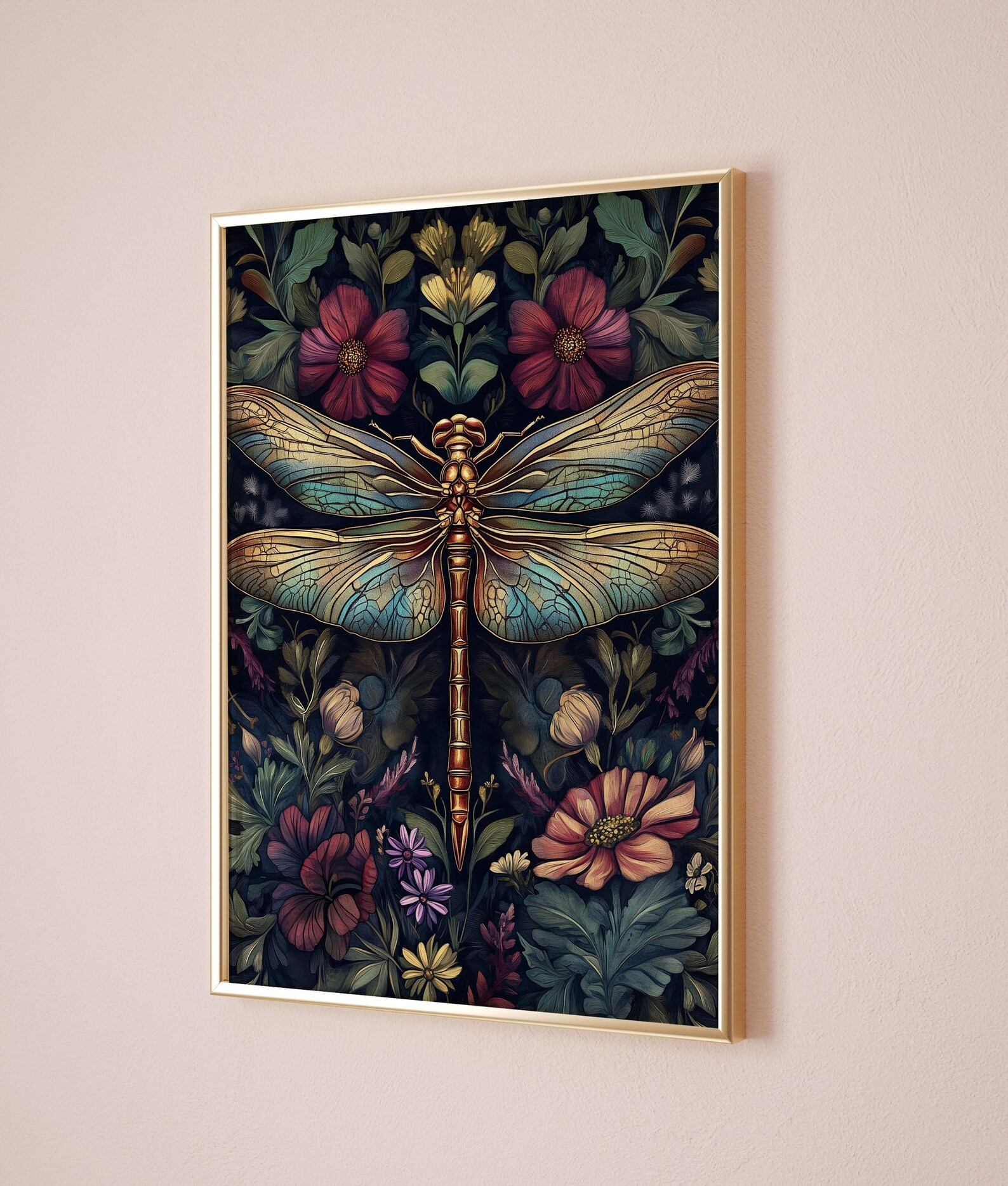 William Morris Dragonfly Wall Art Print, Vintage Poster, Vintage Floral ...