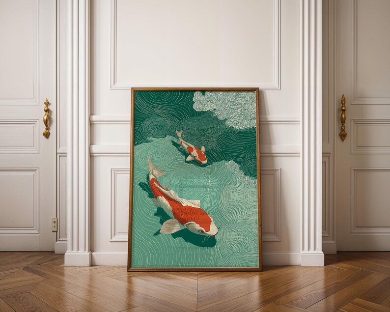 Koi Fish Print, Japanese Wall Art Print, Vintage Print, Trendy Wall Art ...