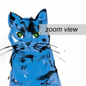 Andy Warhol Blue Cat Pop Art Poster, Andy Warhol Blue Cat Print, Line ...