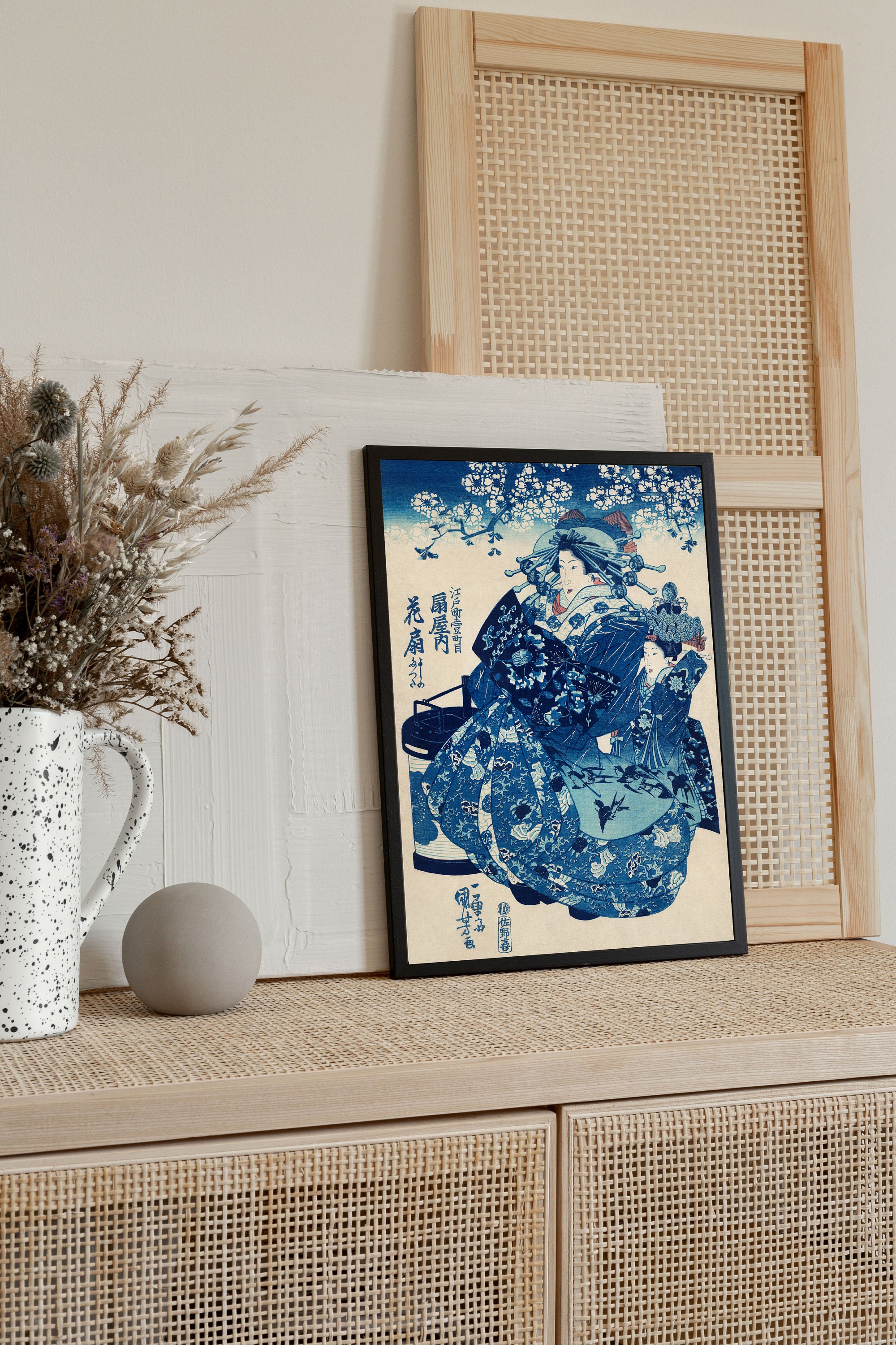 Japanese Art Geisha by Utagawa Kuniyoshi Vintage Poster Blue - Etsy