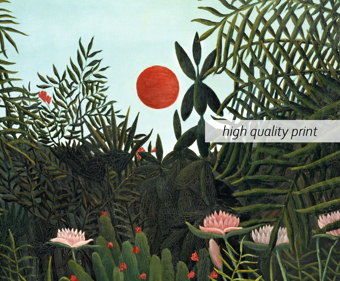 SET OF 2 Henri Rousseau Prints, Virgin Forest With Sunset Print ...