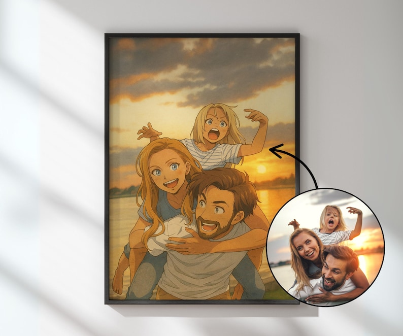 Custom Anime Style Family Portrait, Turn Your Family Photo Into Cute ...