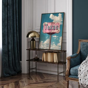 Vintage Texas Sign Wall Art, Retro Texas Aesthetic Home Decor, Unique ...