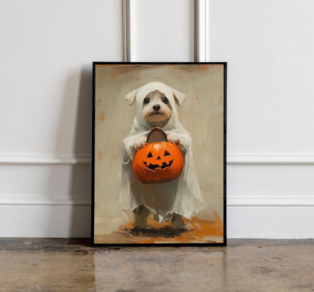 Halloween Dog Wall Art Print, Halloween Poster, Halloween Decor ...
