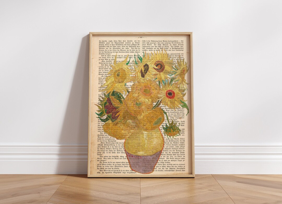 Vincent Van Gogh Posters on Old Antique Page Book Sunflower - Etsy