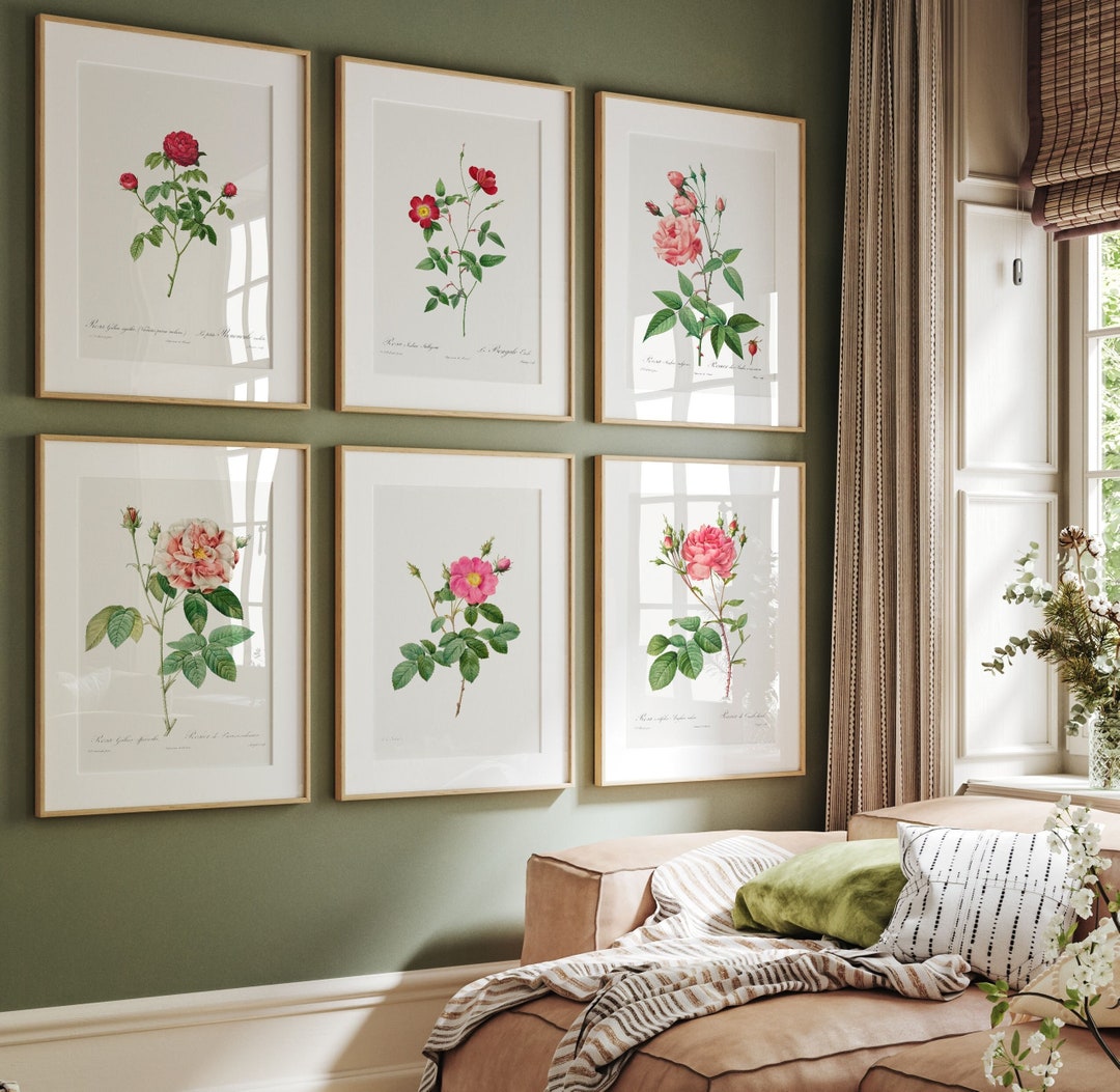 Set of 6 Botanical Print, Set of Vintage Flower Prints, Set of ...