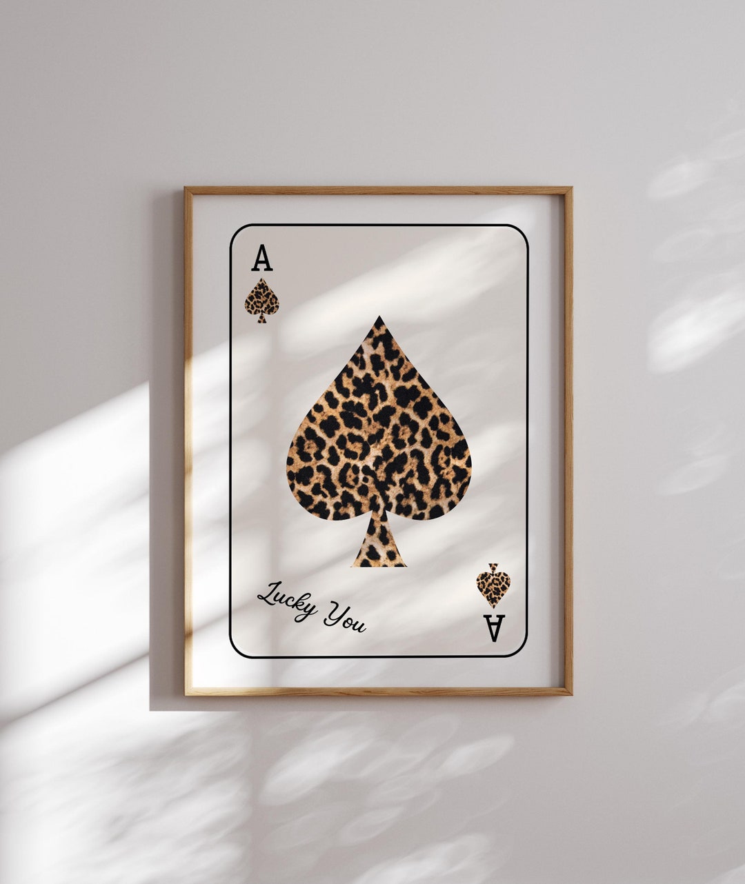 Playing Card Leopard Print, Trendy Retro Wall Art, Birthday Gift Idea ...
