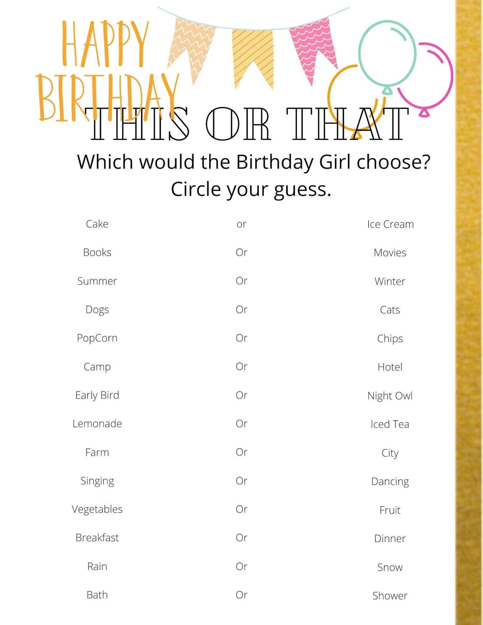 Happy Birthday , This or That! - Etsy