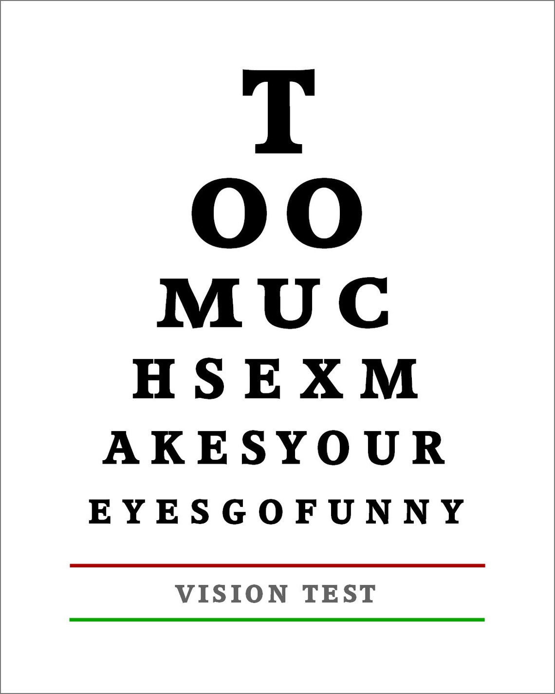 PRINTABLE art print. A Funny Eye Chart. Toilet Loo Bathroom | Etsy