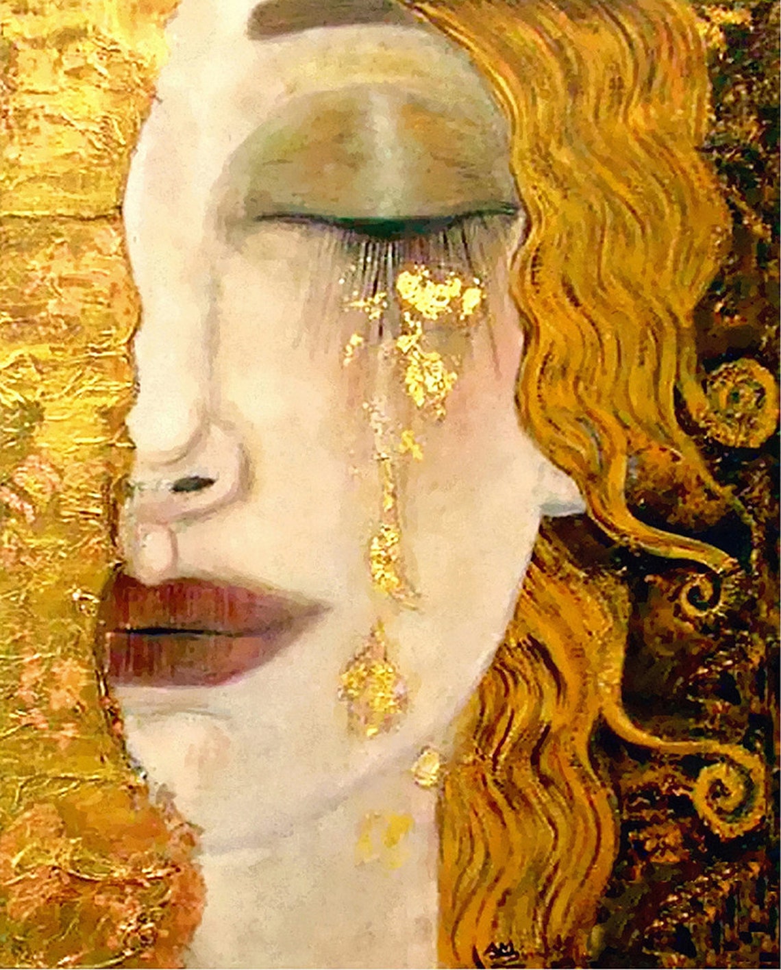 PRINTABLE Golden Tears as Gustav Klimt Framed poster art | Etsy