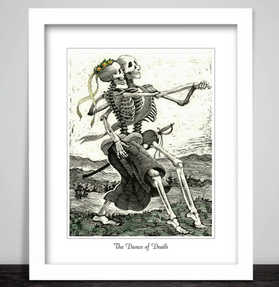 PRINTABLE Art Print the Dance of Death Skeleton Skull Bones | Etsy