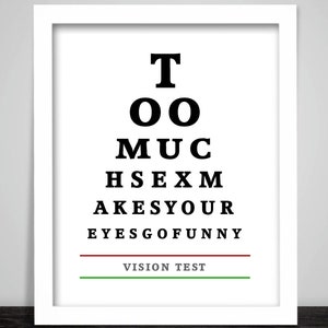 PRINTABLE Art Print. A Funny Eye Chart. Toilet Loo Bathroom | Etsy
