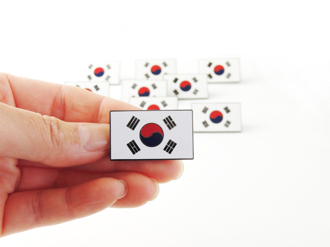 South Korea Flag Lapel Pin Korean Hard Enamel Flag Badge Gift - Etsy