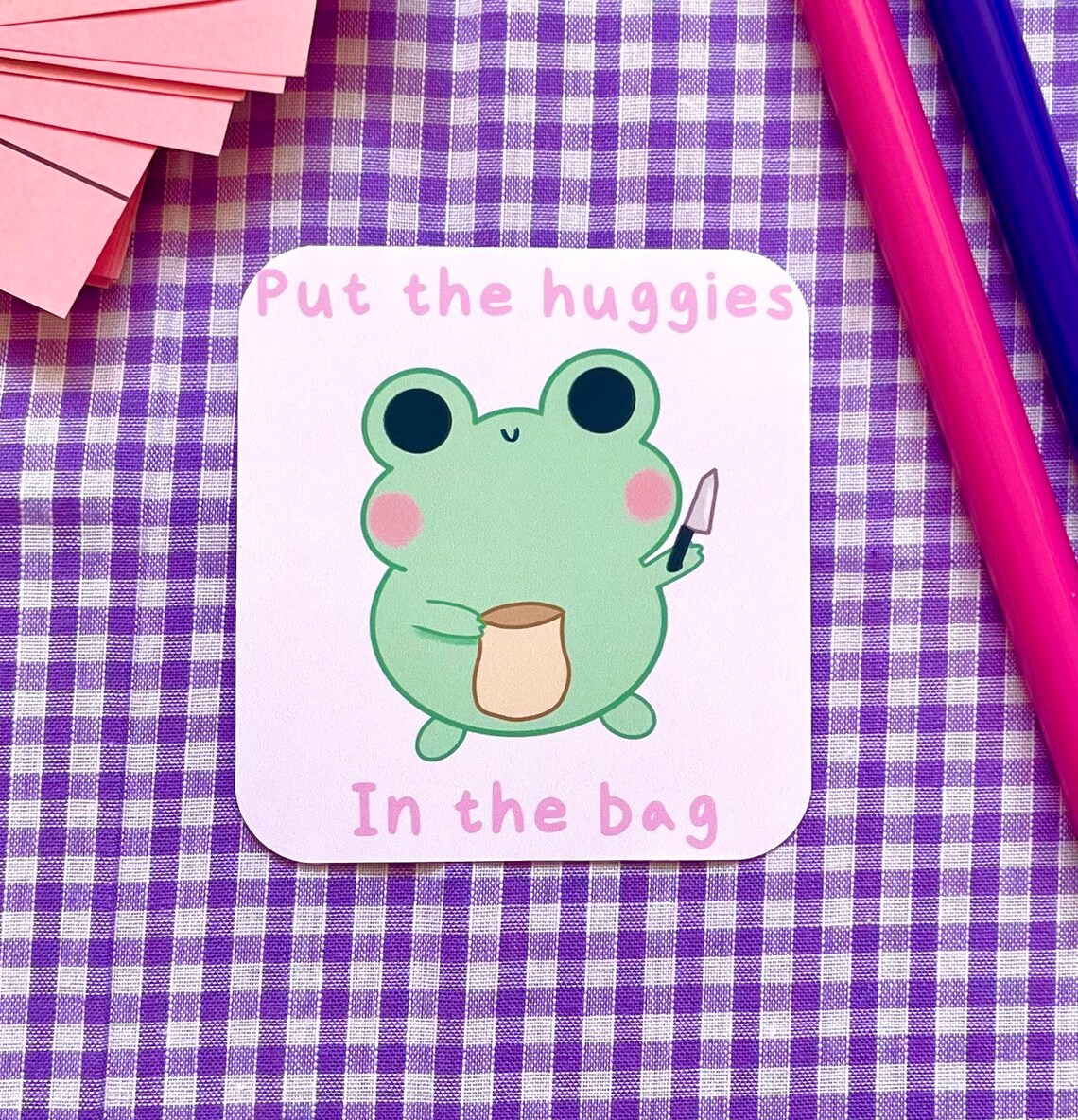 Frog With Knife Sticker // Cute Frog Sticker // Kawaii Frog | Etsy