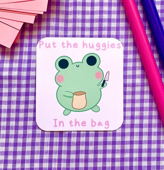 Frog with knife sticker // cute frog sticker // kawaii frog | Etsy