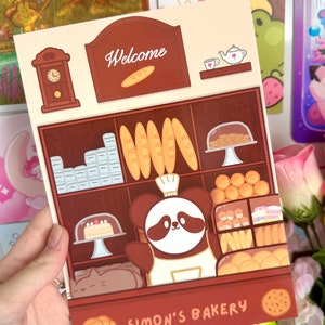Panda Bakery Art Print, Kawaii Panda Art, Cute Panda Art, Kawaii Wall ...