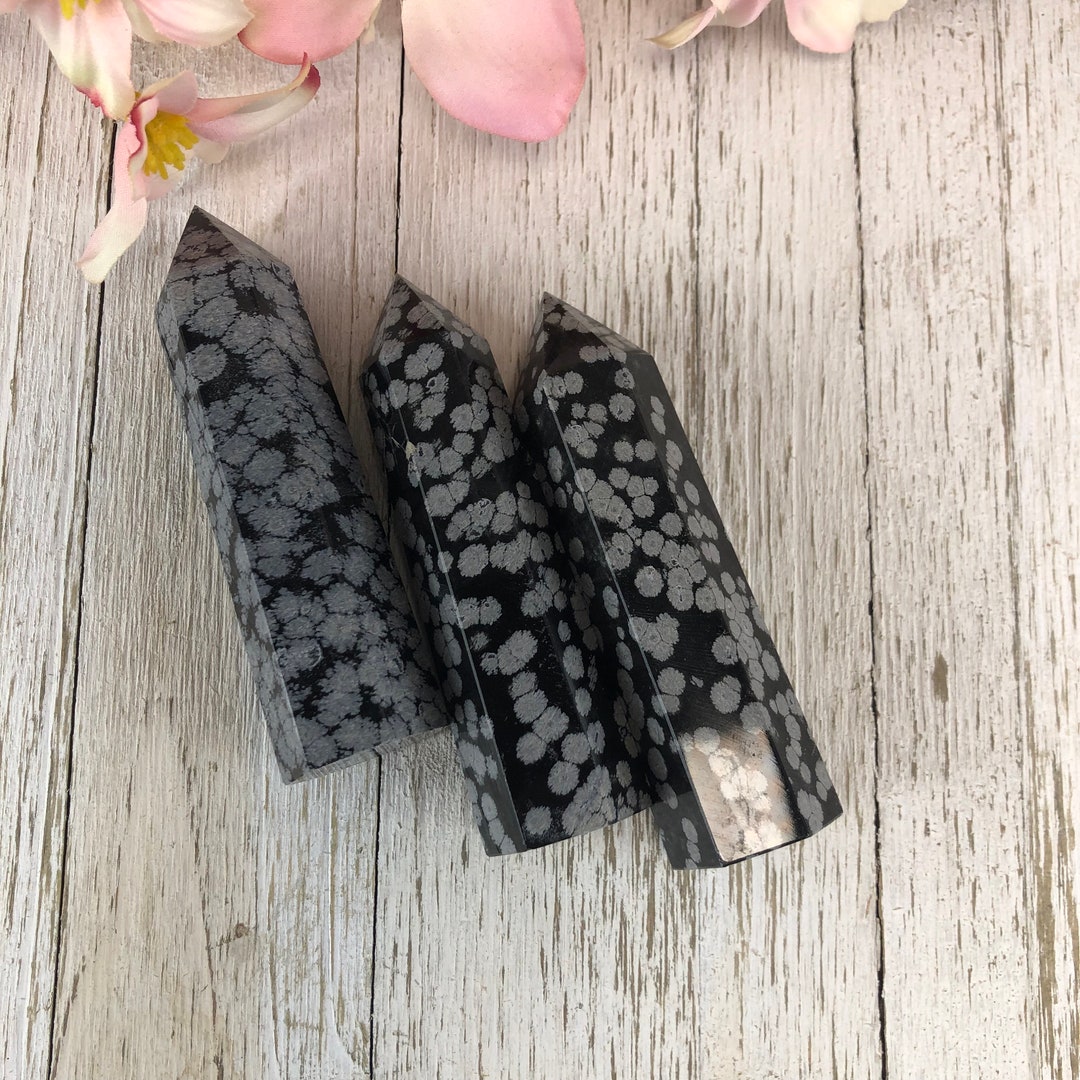 Snowflake Obsidian Tower Polished Obelisk Crystal Point - Etsy