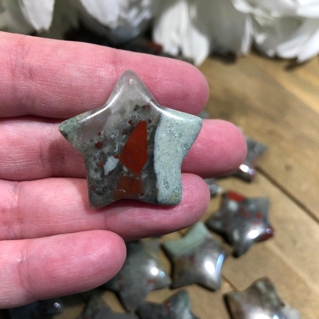 Blood Stone Star Shaped Stone Crystal Bloodstone - Etsy