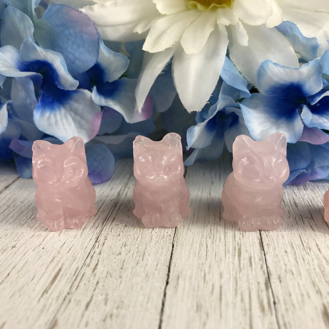 Rose Quartz Crystal Stone Cat 1.1 Inch Mini Cat - Etsy