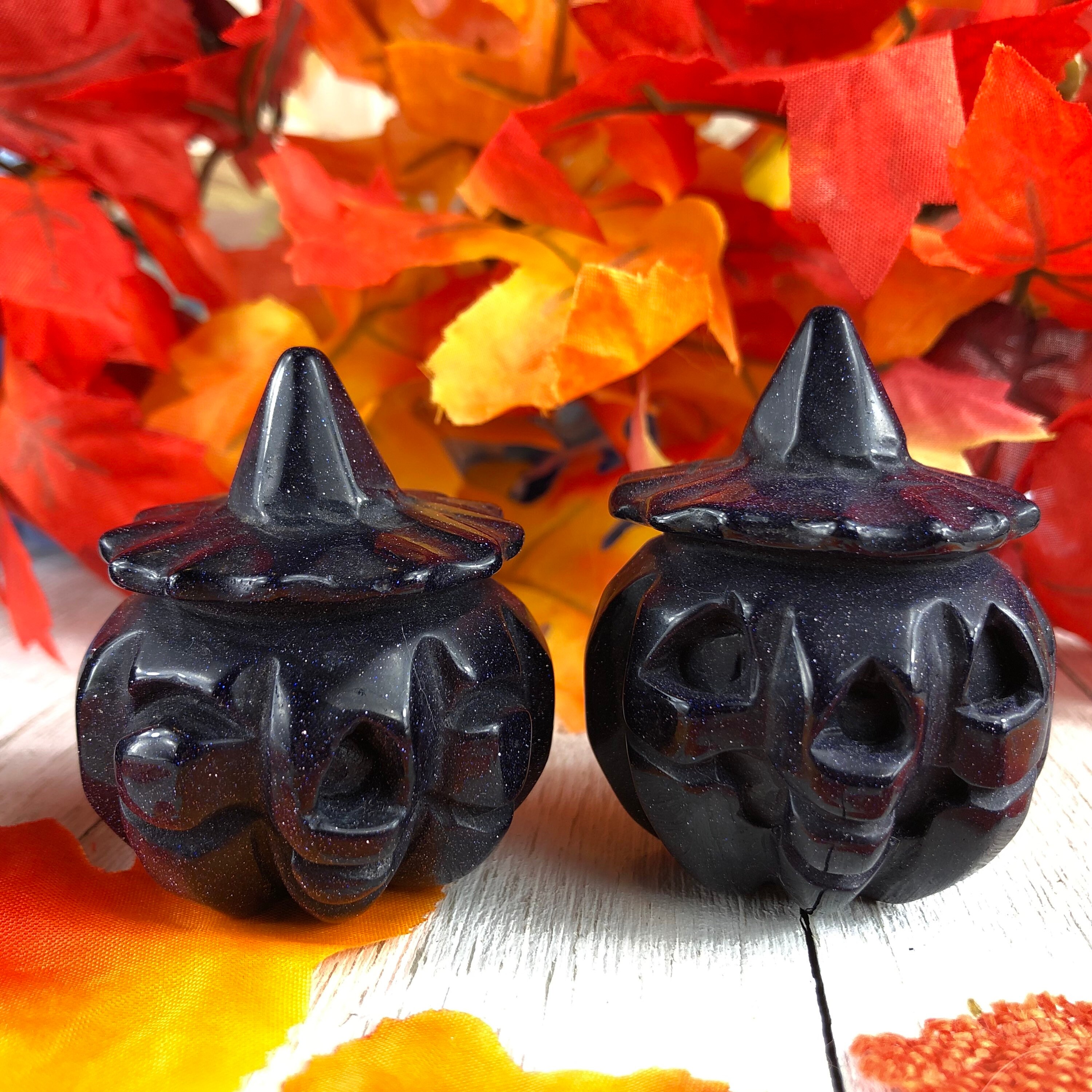 Blue Sandstone Goldstone Carved Stone Pumpkin Crystal - Etsy