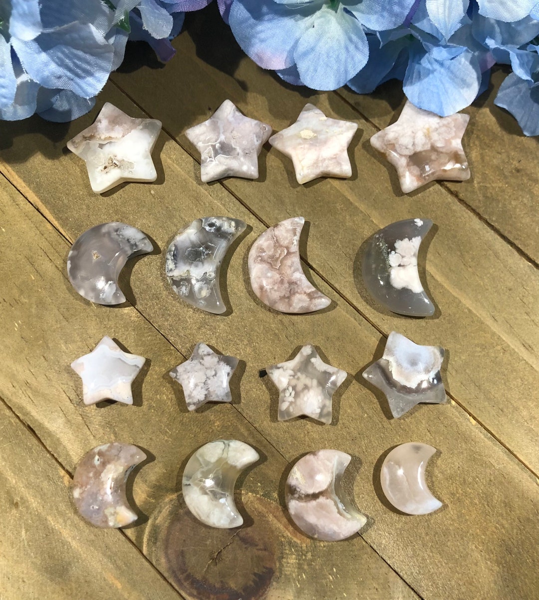 Flower Agate Star or Moon Shaped Stone Crystal Mini or 1 - Etsy