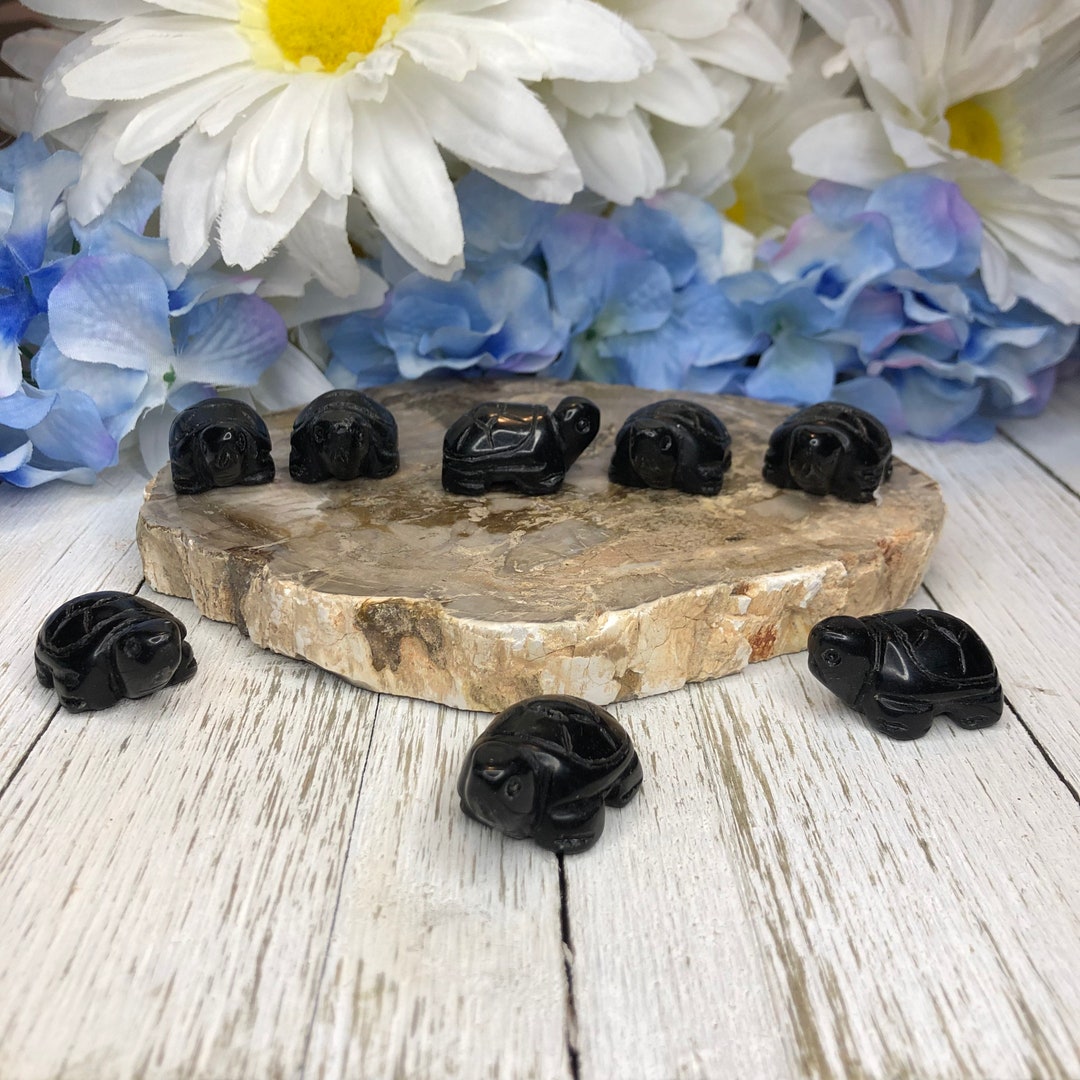 Obsidian Mini Carved Stone Turtle Figurine 1 Inch - Etsy