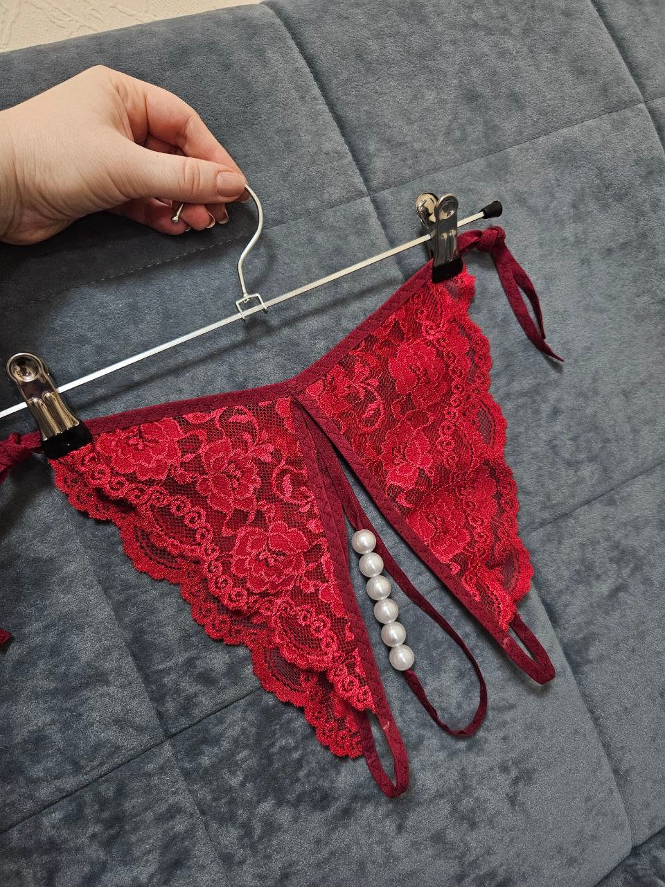 Pearl Panties in Red Color Open Red Lingerie - Etsy