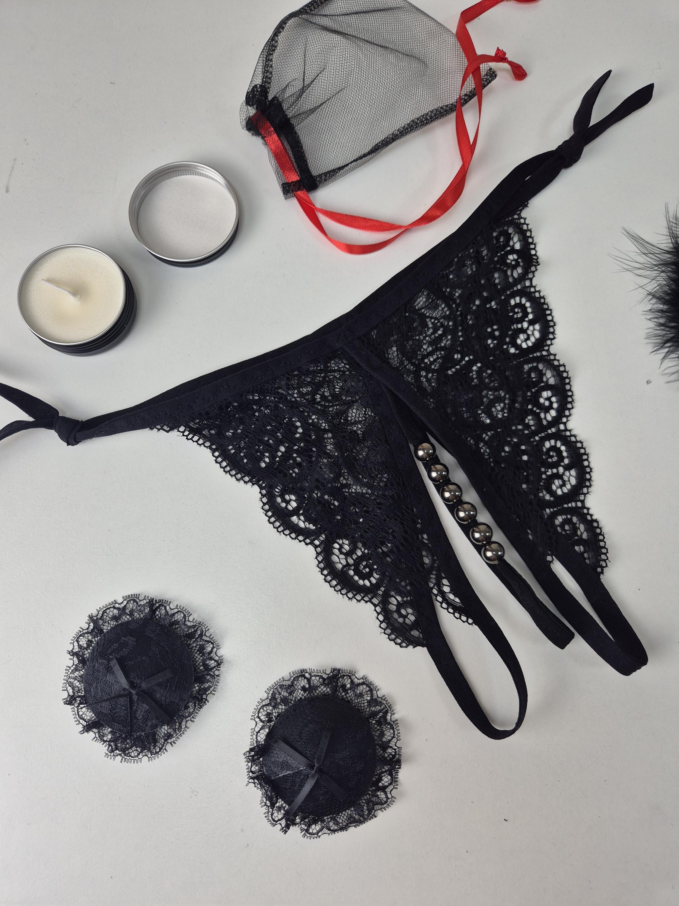 Sexy Box Set With Open Crotch Panties Nipple Stickers Massage Candle ...