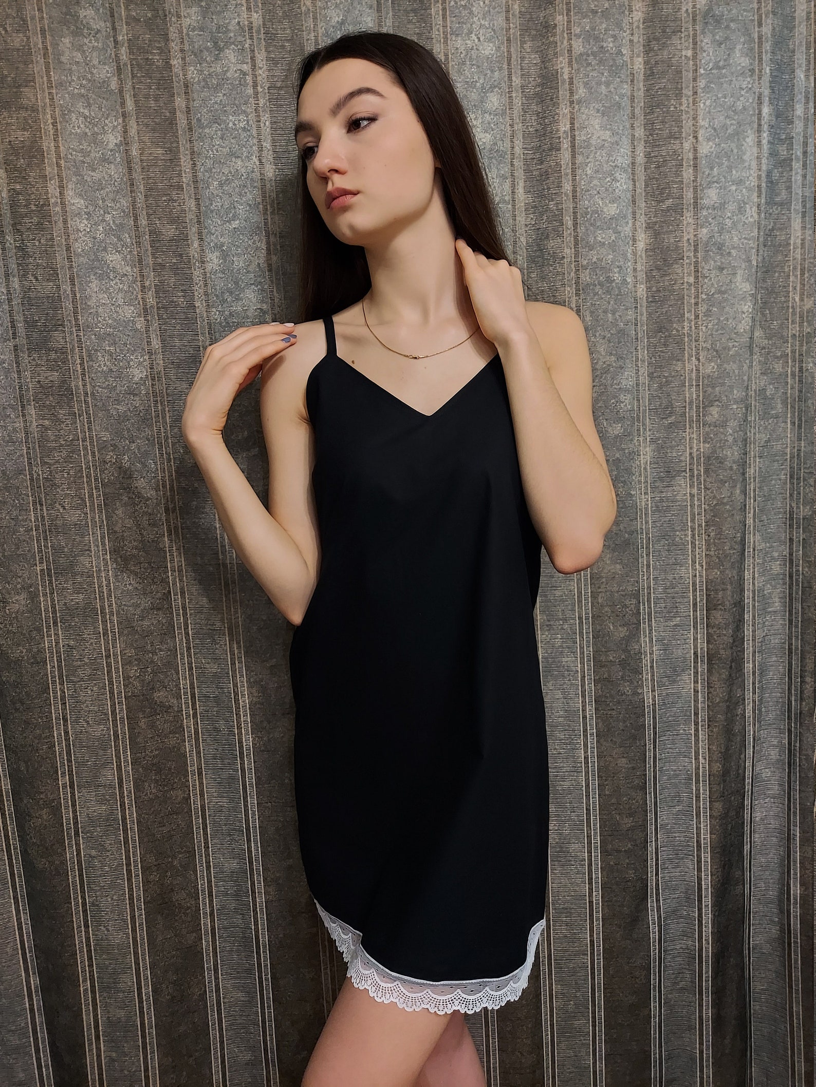 Nightie Black Organic Premium Cotton Handmade Nightgown | Etsy