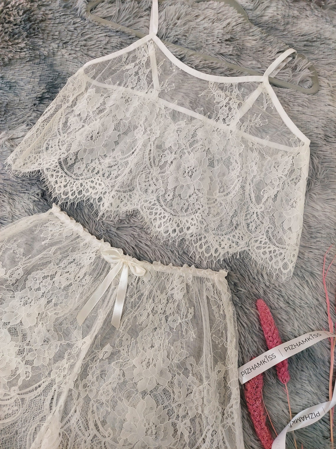 White Sheer Lace Pajama Set Wedding Night Lingerie - Etsy