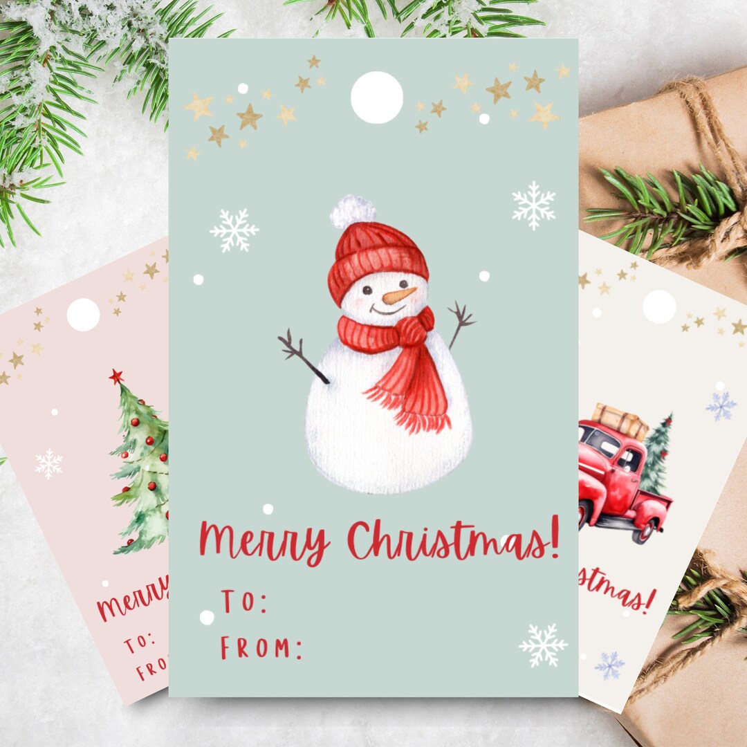 Merry Christmas Gift Tags Printable, Digital Download - Gift Tags - PDF ...