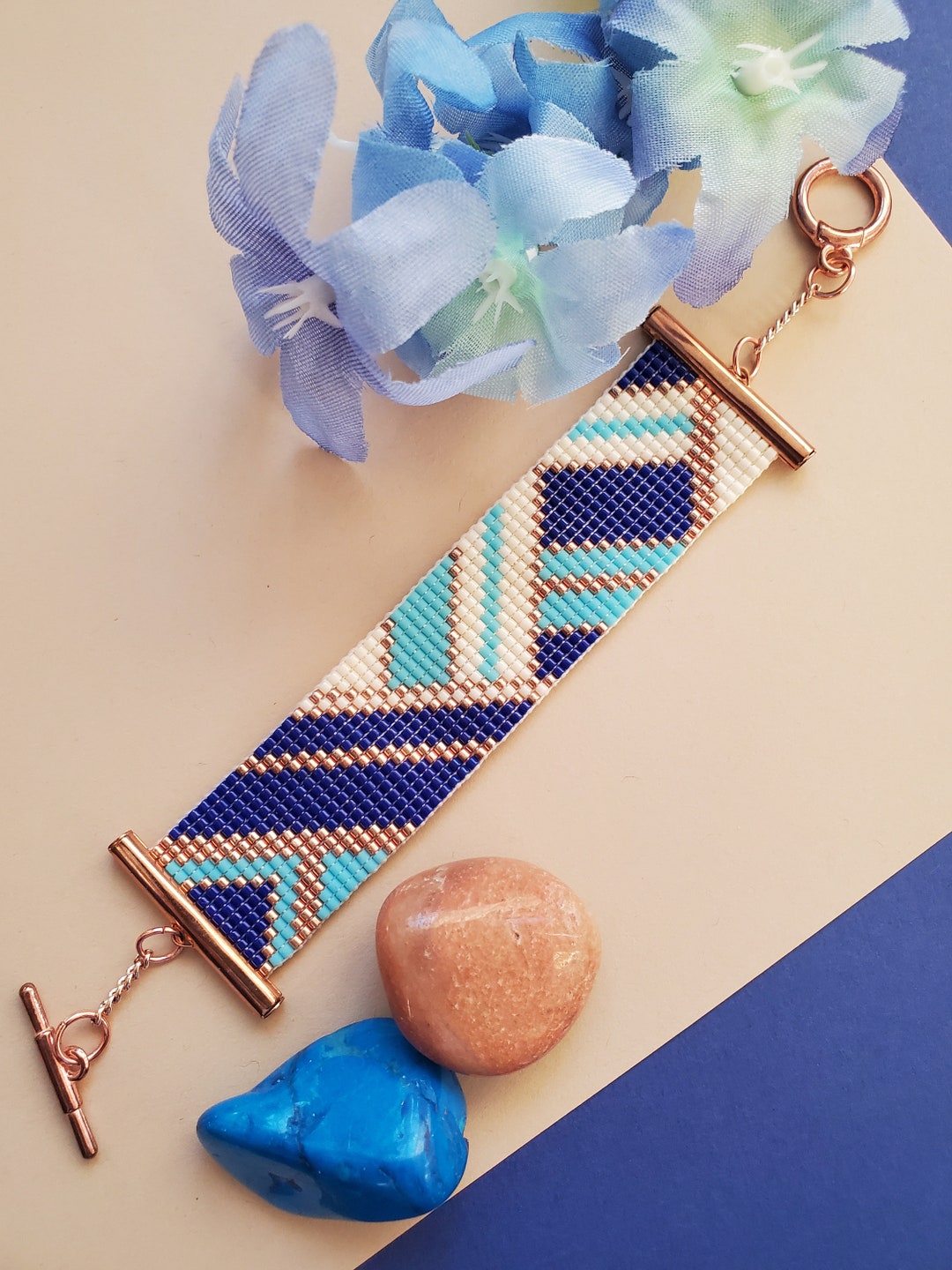 Geometric Basket Weave Beaded Bracelet - Etsy