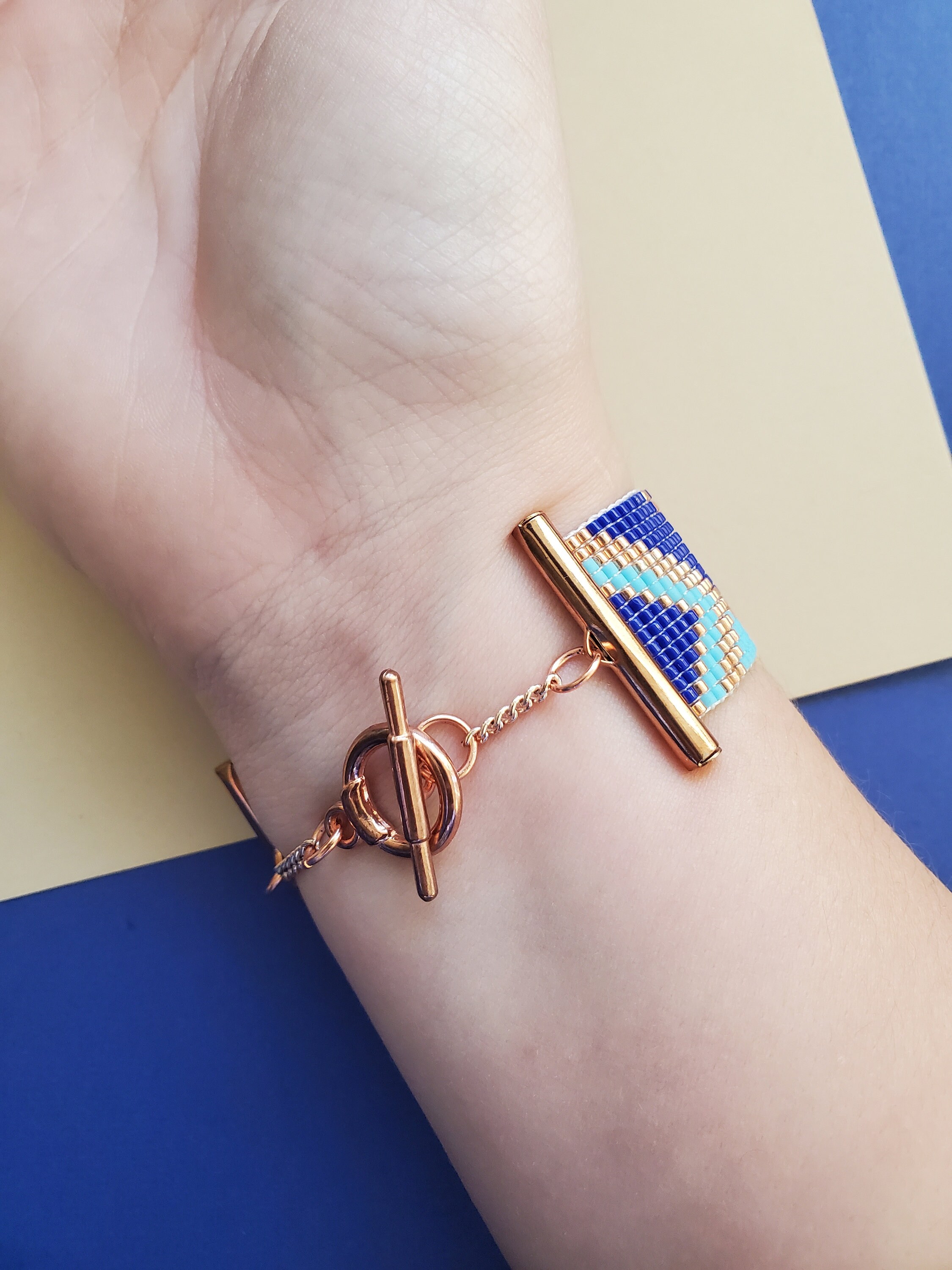 Geometric Basket Weave Beaded Bracelet - Etsy