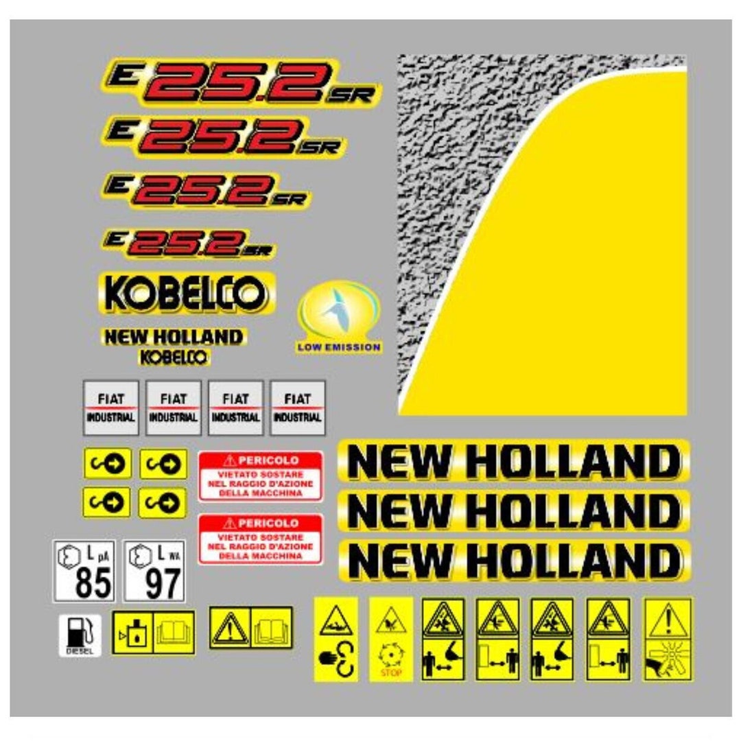 Sticker Kit for New Holland E25.2 SR Fiat Kobelco Complete Professional ...