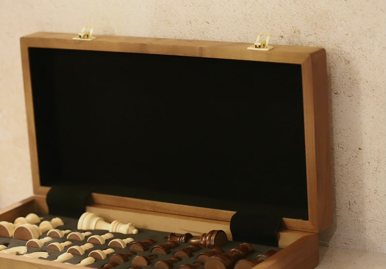 15in Foldable Walnut and Maple Wood Magnetic Chess Set Extra - Etsy