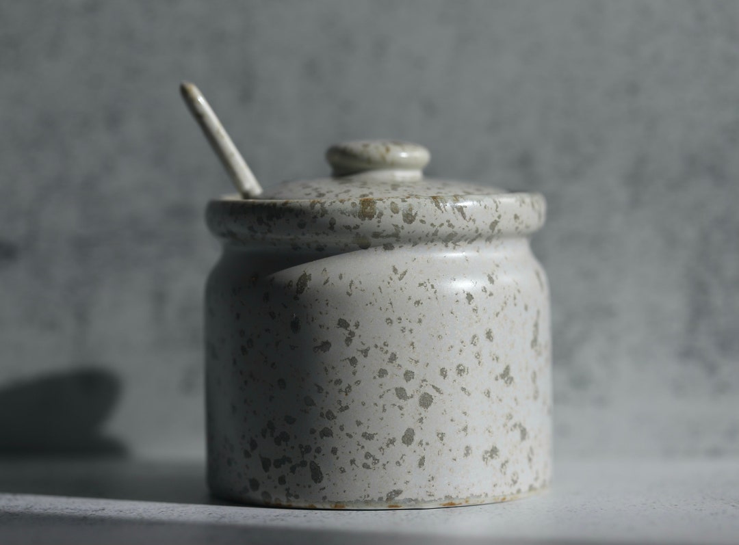 Ceramic Sugar Pot With Spoon/salt Cellar/spice Pot - Etsy