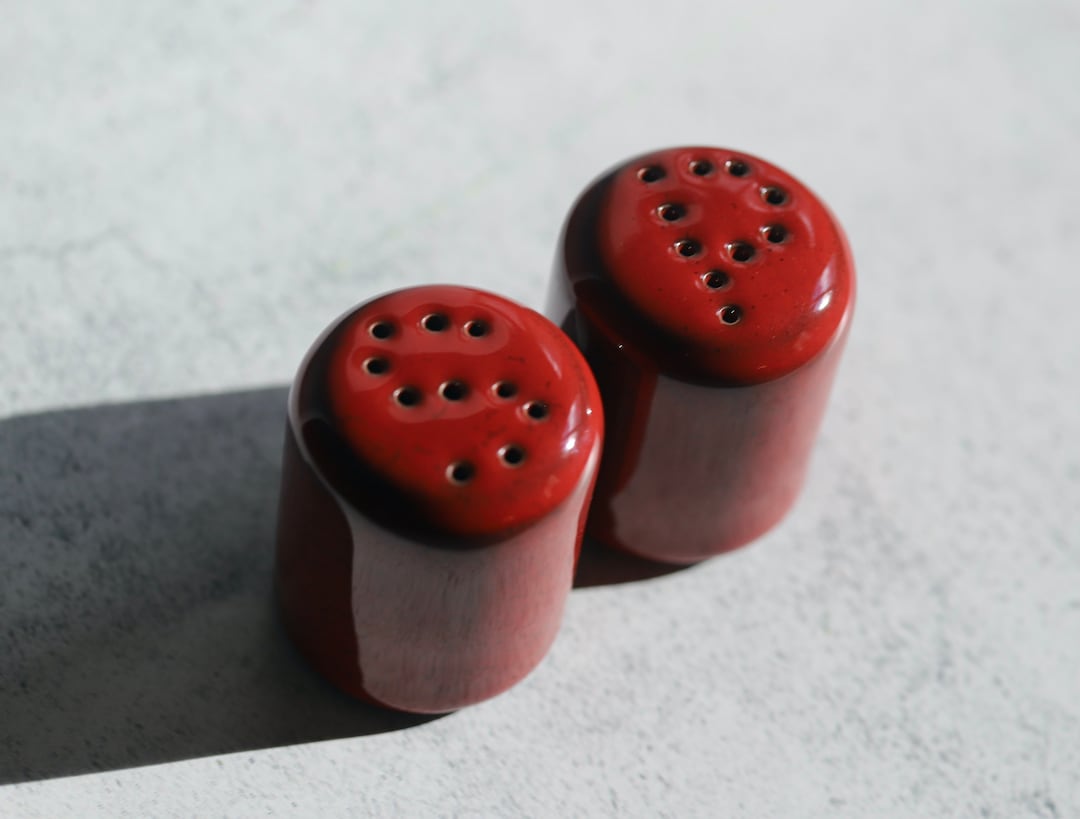 Glazed Red Porcelain Salt and Pepper Shakers - Etsy