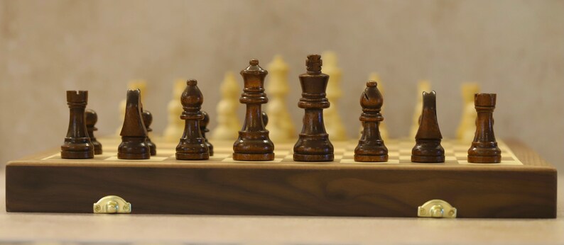 15in Foldable Walnut and Maple Wood Magnetic Chess Set Extra - Etsy